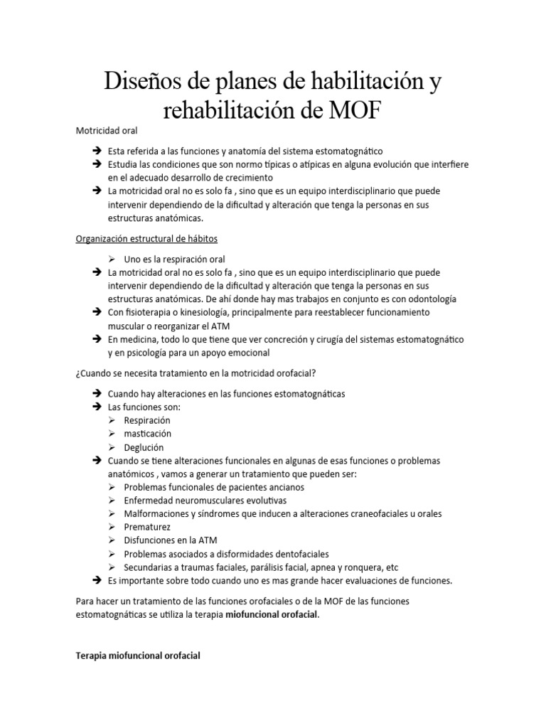 Diseños de Planes de Habilitación y Rehabilitación de MOF | PDF | Ortodoncia | Músculo