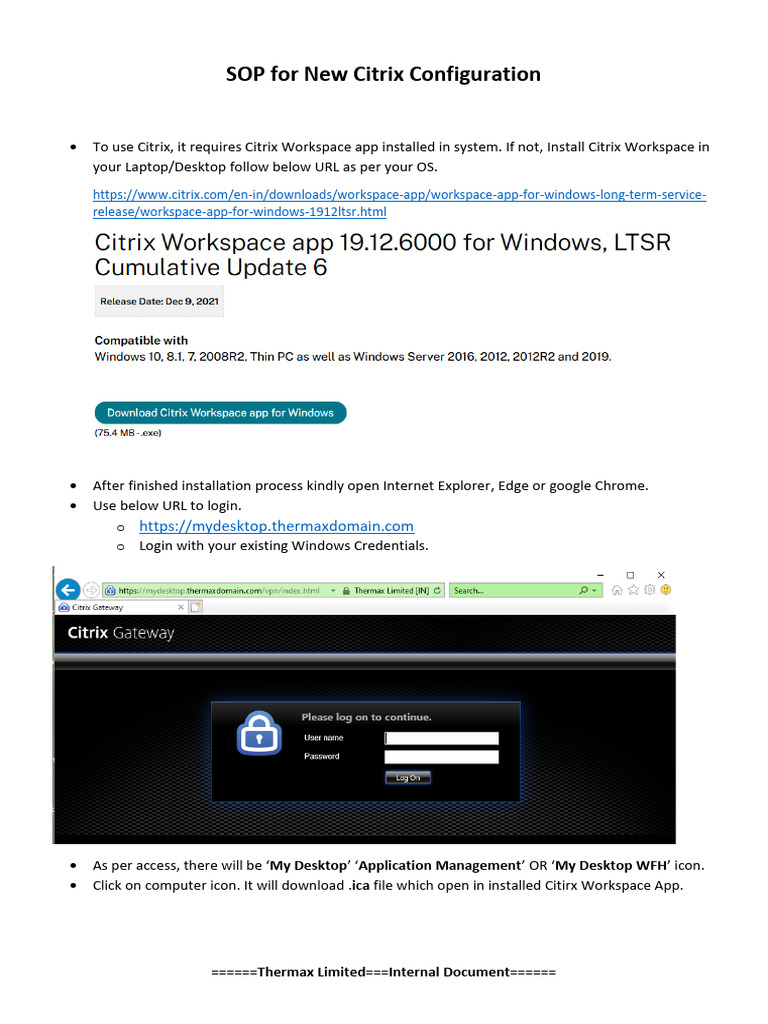 Updated SOP For Citrix Configuration | PDF
