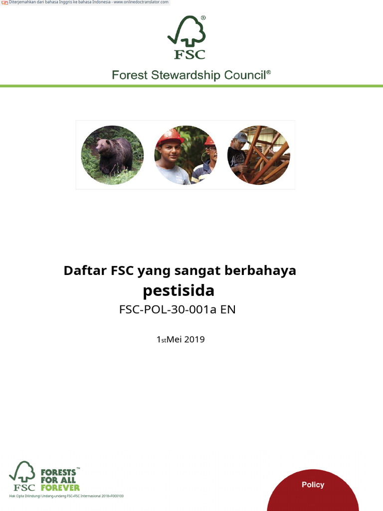 FSC-POL-30-001a V3-0 en FSC Lists of Highly Hazardous Pesticides - En.id | PDF