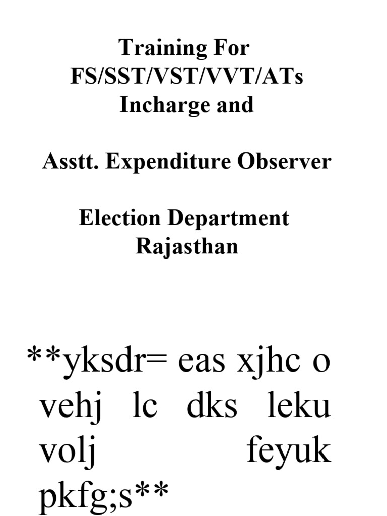 Training For FS SST VST VVT ATs Incharge | PDF | News | Newspapers