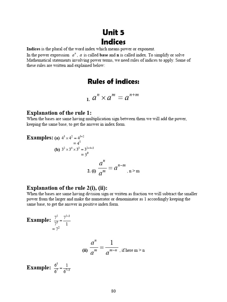 Indices | PDF | Numbers | Mathematical Concepts