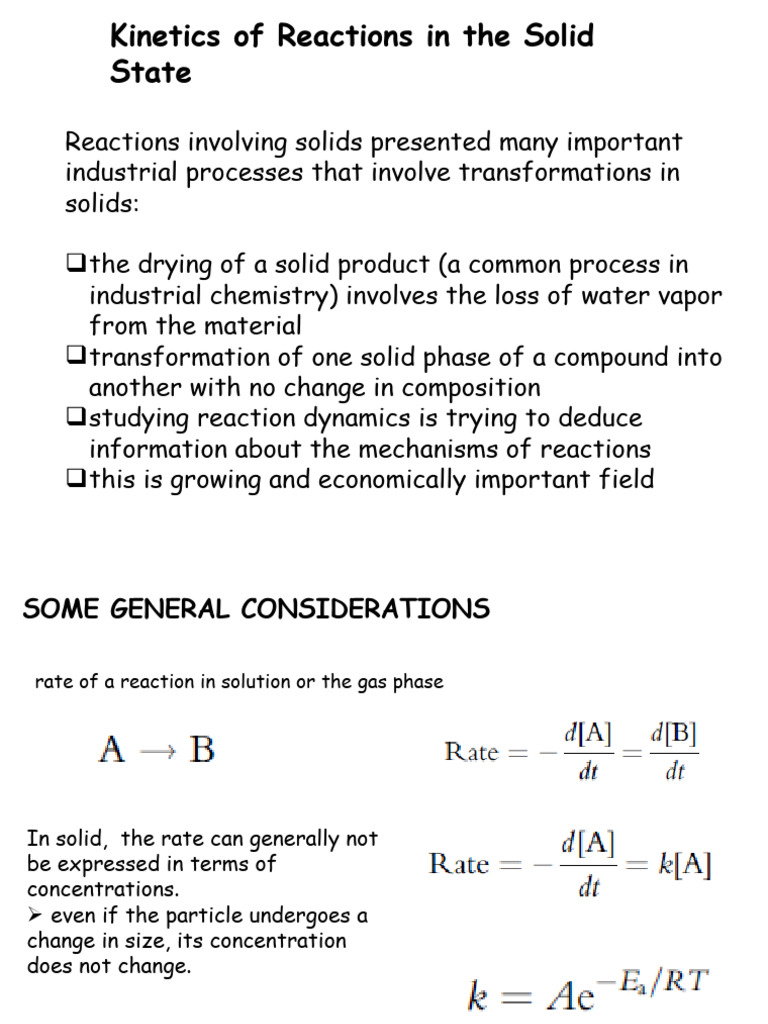 Kinetics of Solid-State Reactions | PDF | Chemical Reactions | Reaction ...