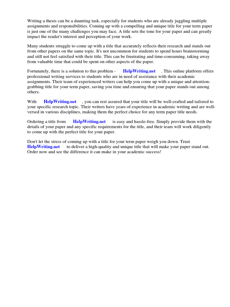 Term Paper Title Examples | PDF | Apa Style