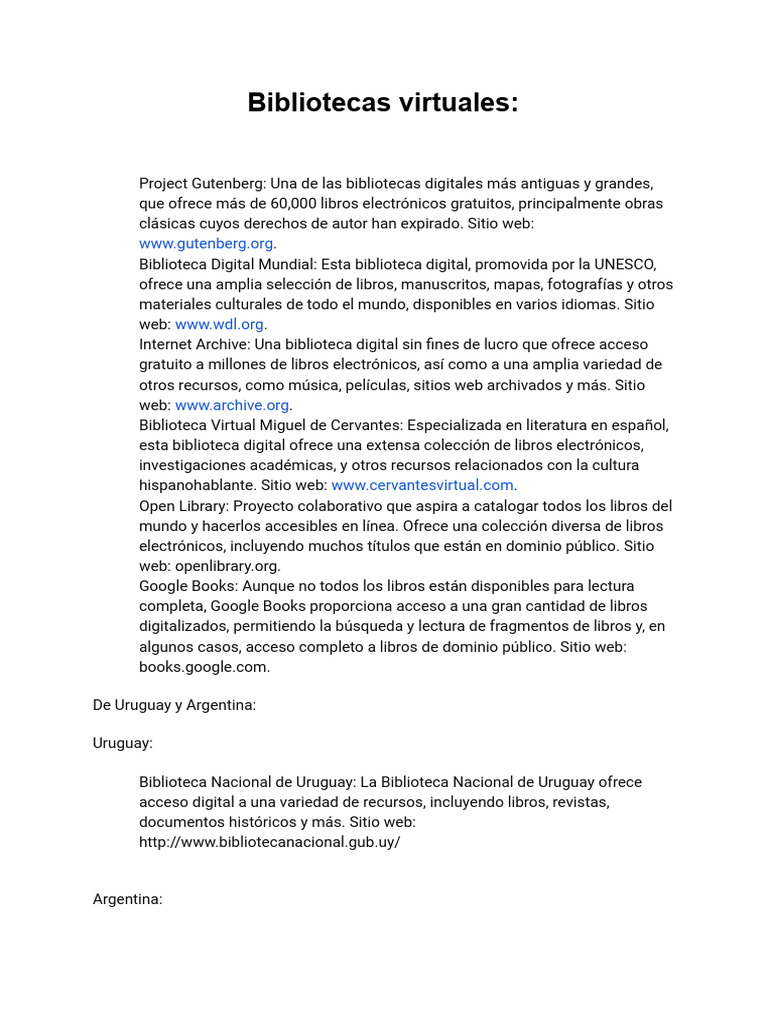 Bibliotecas Virtuales Libres | PDF | Libreria digital | Bibliotecas