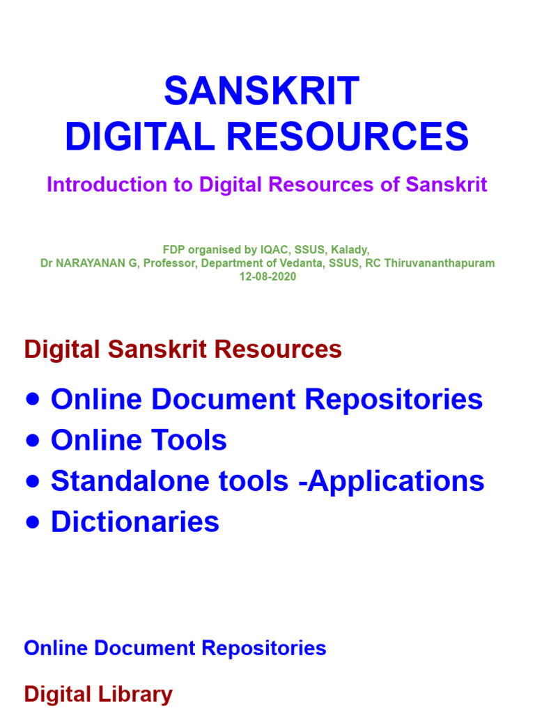Sanskrit Digital Tools & Resources | PDF | Art | Religion & Spirituality