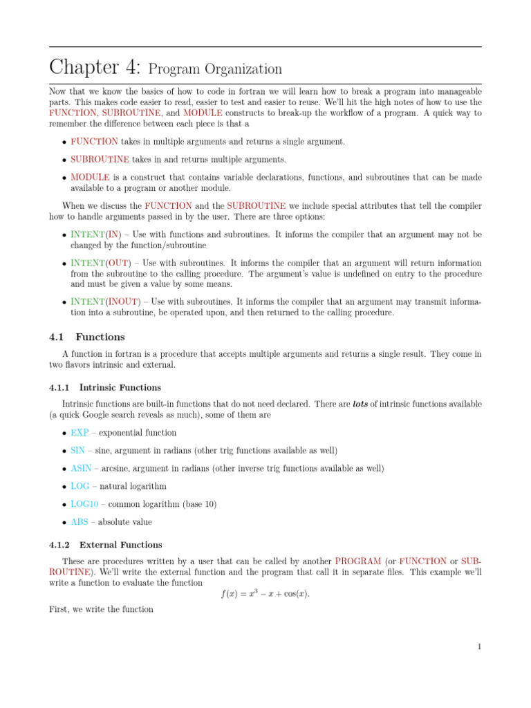 Chap4 Fortran Language Pdf Parameter Computer Programming Computing