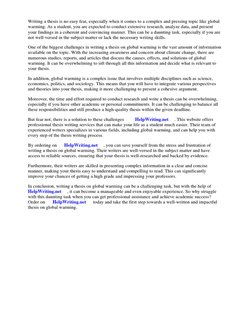 Term Paper Introduction About Global Warming | Download Free PDF ...
