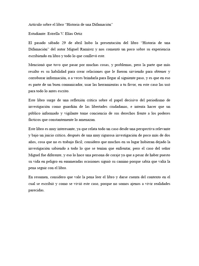 Artículo sobre el libro | PDF