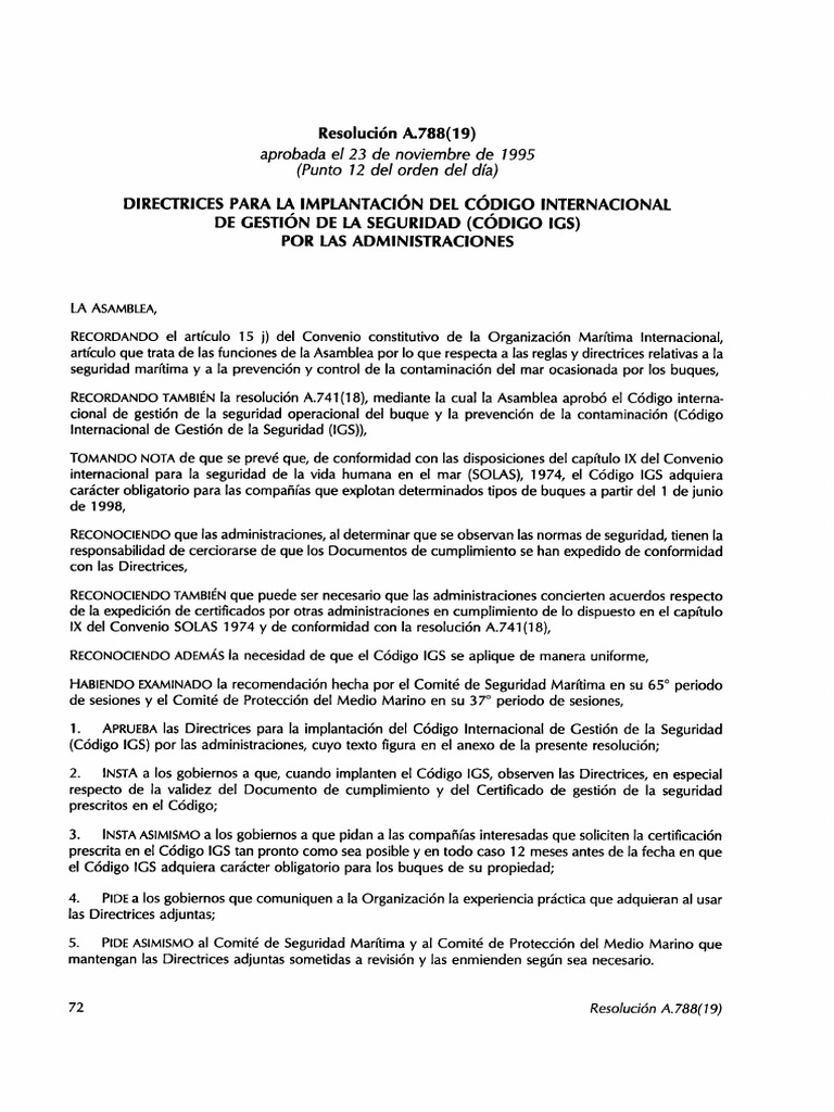 Resolucion A.78819 Codigo IGS - ISM | PDF