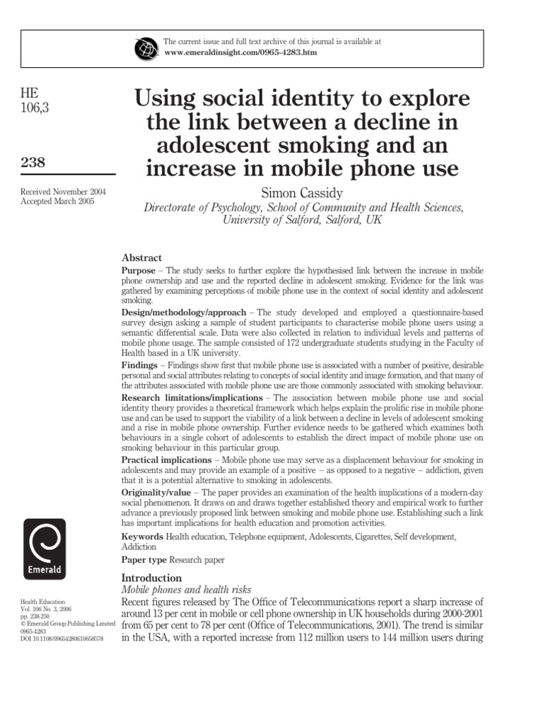 Using Social Identity To Explore The Link Between A Decline in ...