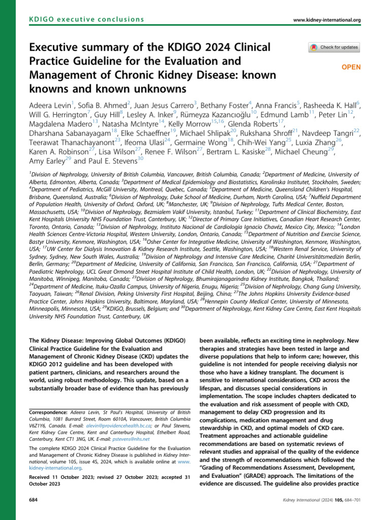KDIGO 2024 CKD Guideline Executive Summary | PDF | Chronic Kidney Disease | Creatinine