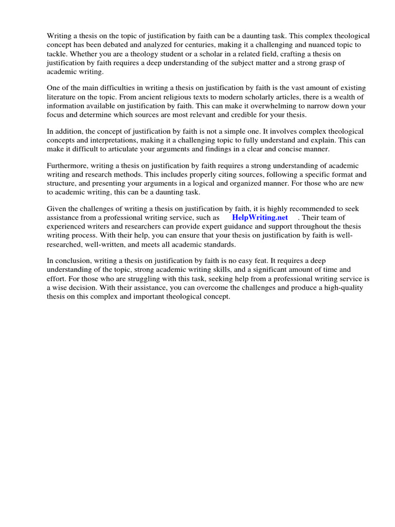 Term Paper Justification by Faith | PDF | Justification (Theology ...