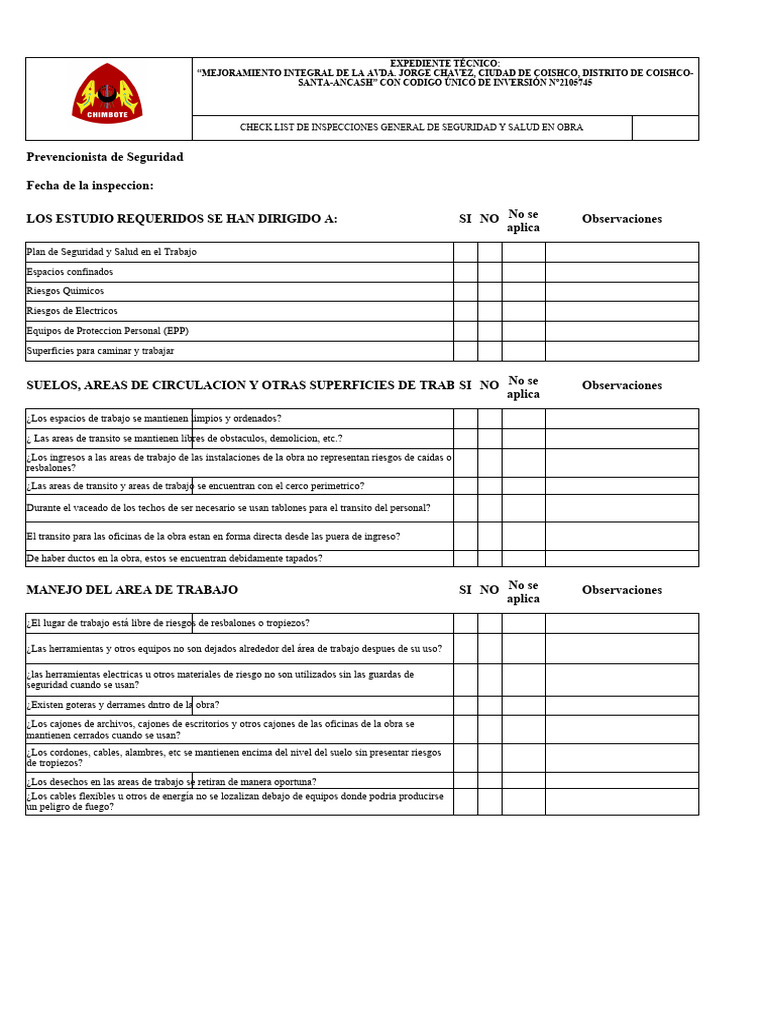 Checl List - SST (OBRA) OK | PDF | Soldadura | Construcción