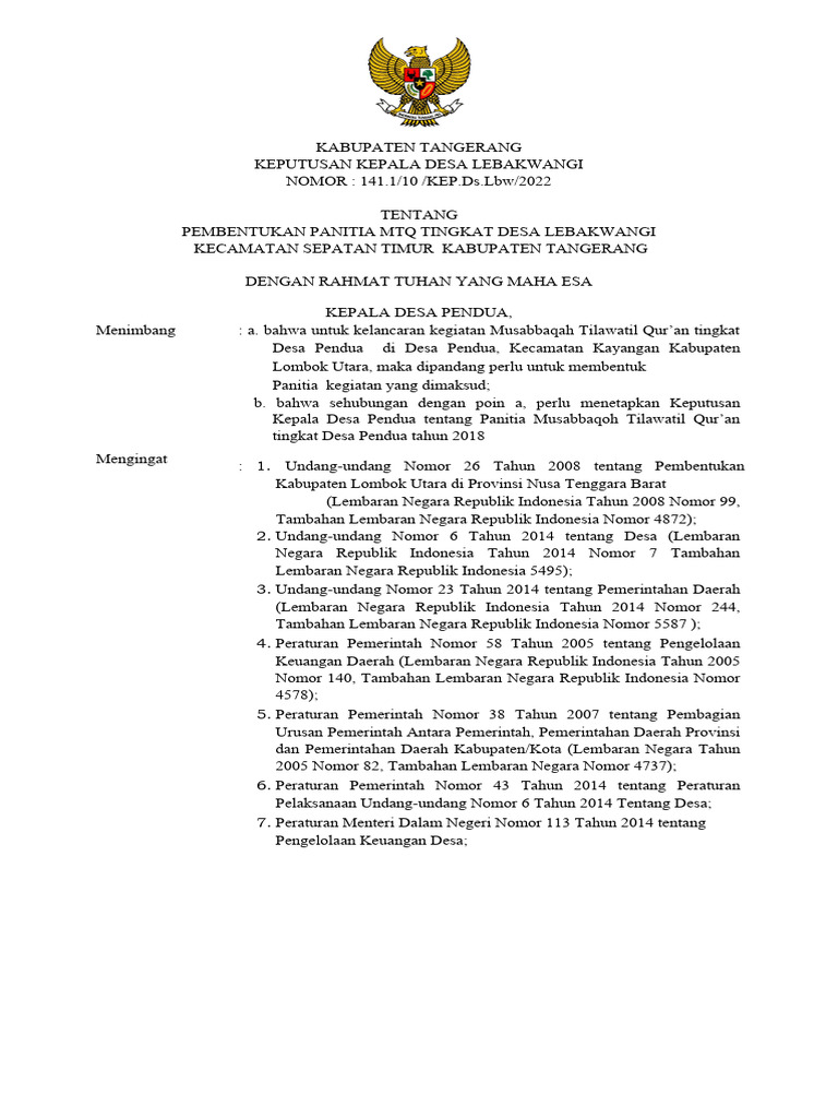 SK Panitia Panitia MTQ 2018 | PDF