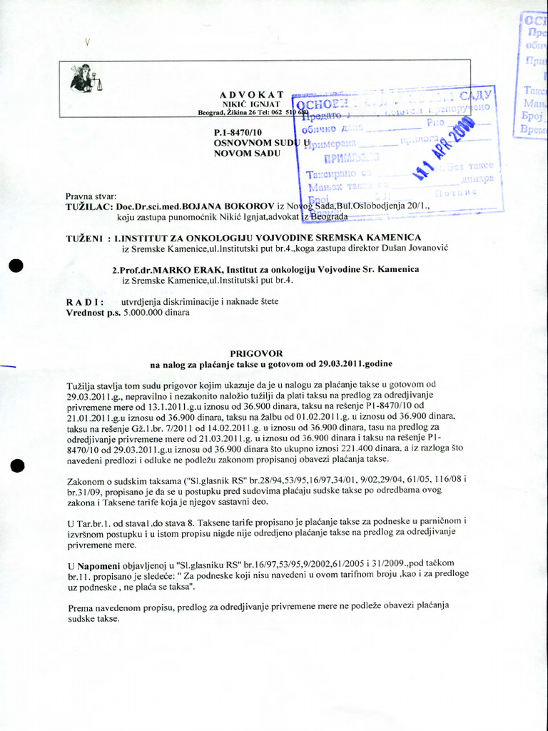 Bokorov - Prigovor Na Nalog Za Placanje Takse2-1 | PDF