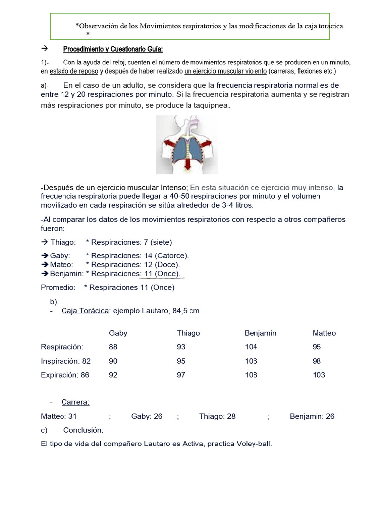 Observación de Los Movimientos Respiratorios y Las Modificaciones de La ...