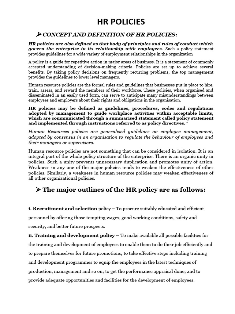 HR Policies... | PDF | Employment | Policy