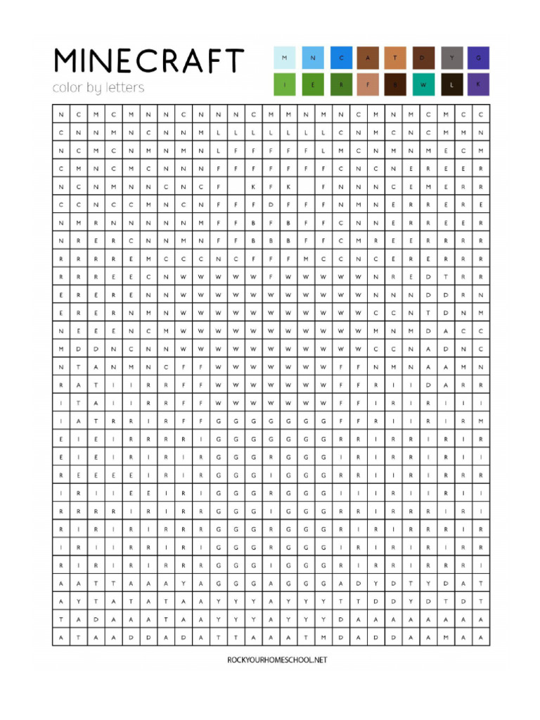 Minecraft+Pixel+Color+by+Number+(1) | PDF
