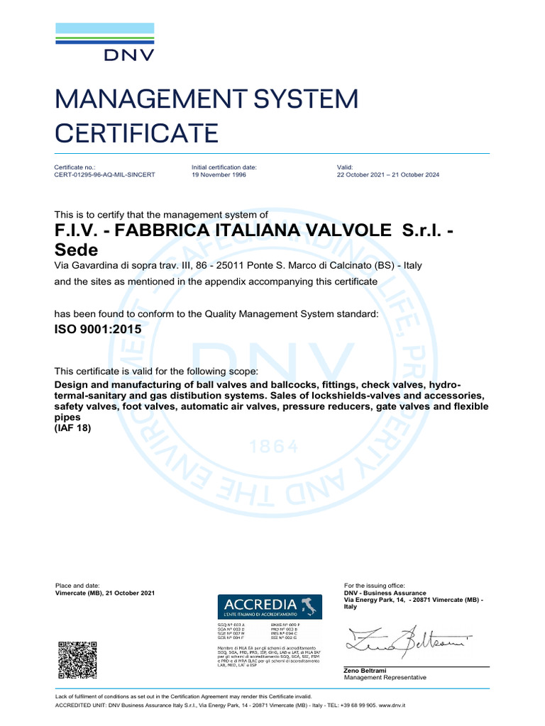 CERTIFICADO-FIV-ISO-9001-2022 | PDF | Iso 9000 | Hydraulics