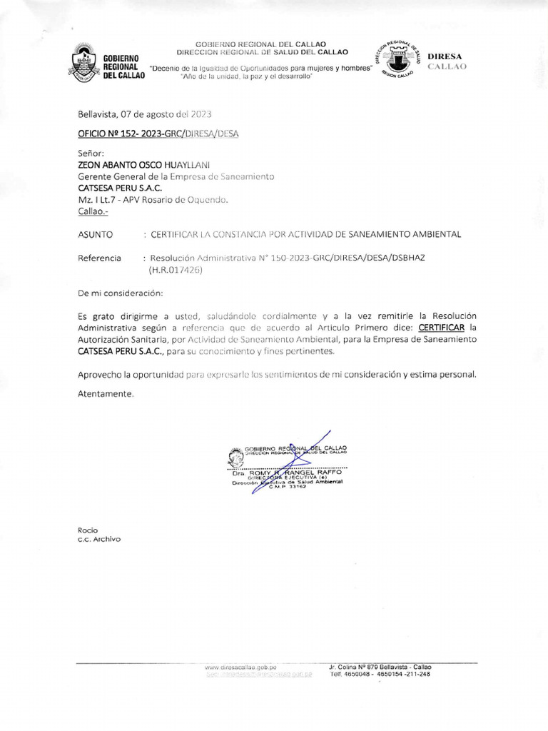 Constancia Diresa | PDF