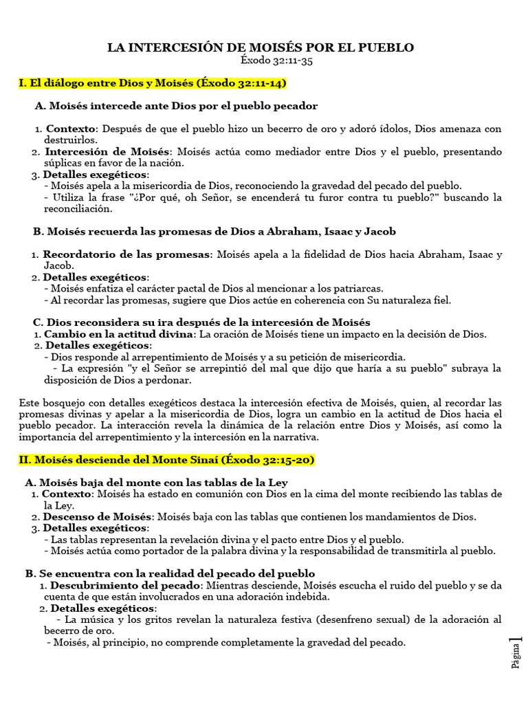La Intercesión de Moisés Por El Pueblo | PDF | Moisés | Diez Mandamientos