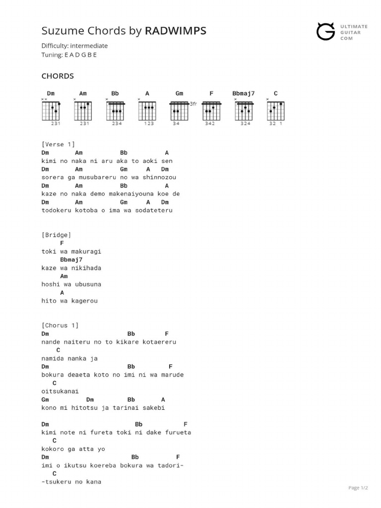 Suzume Chords | PDF
