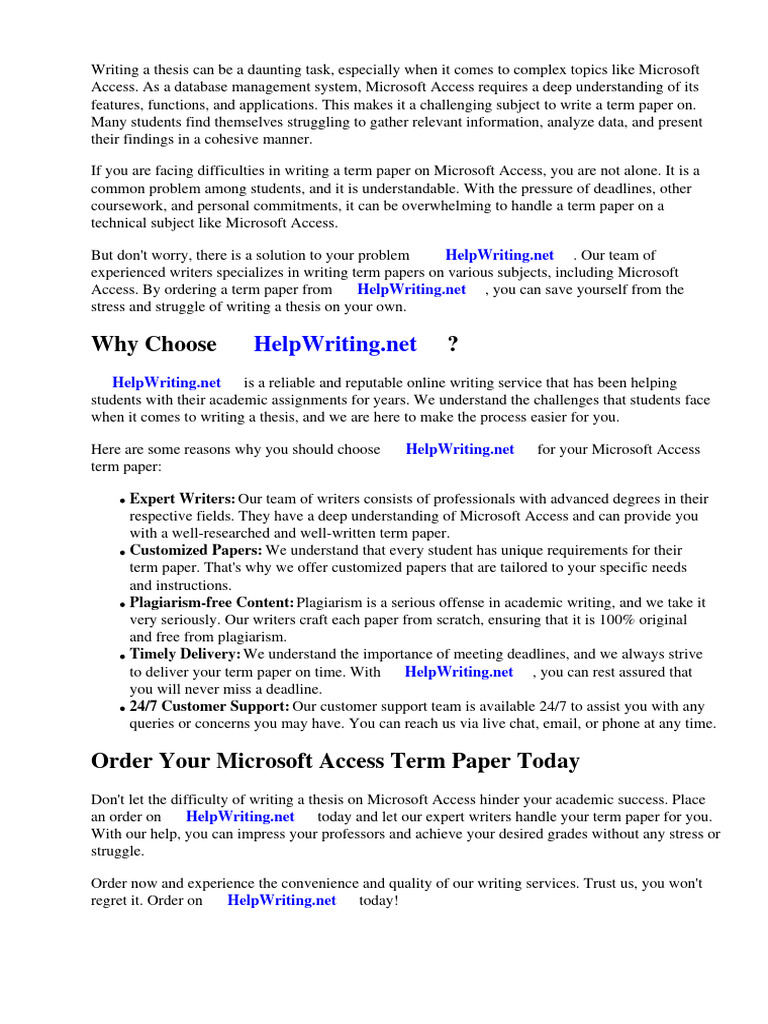 Microsoft Access Term Paper | PDF | Microsoft Access | Databases