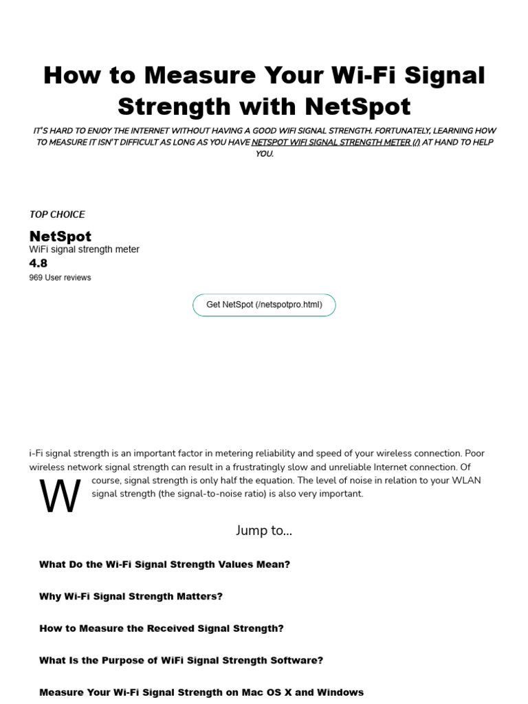 WiFi Signal Strength - How To Boost It With NetSpot | PDF | Wi Fi | Decibel