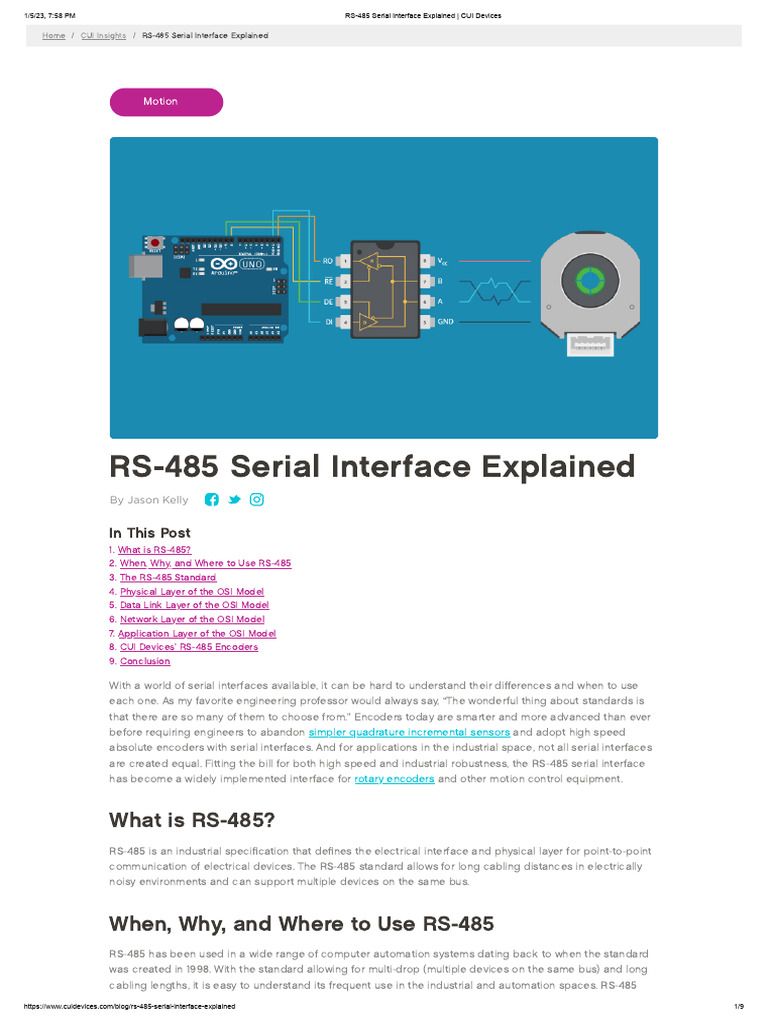 RS-485 Serial Interface Explained - CUI Devices | PDF | Osi Model | Duplex (Telecommunications)