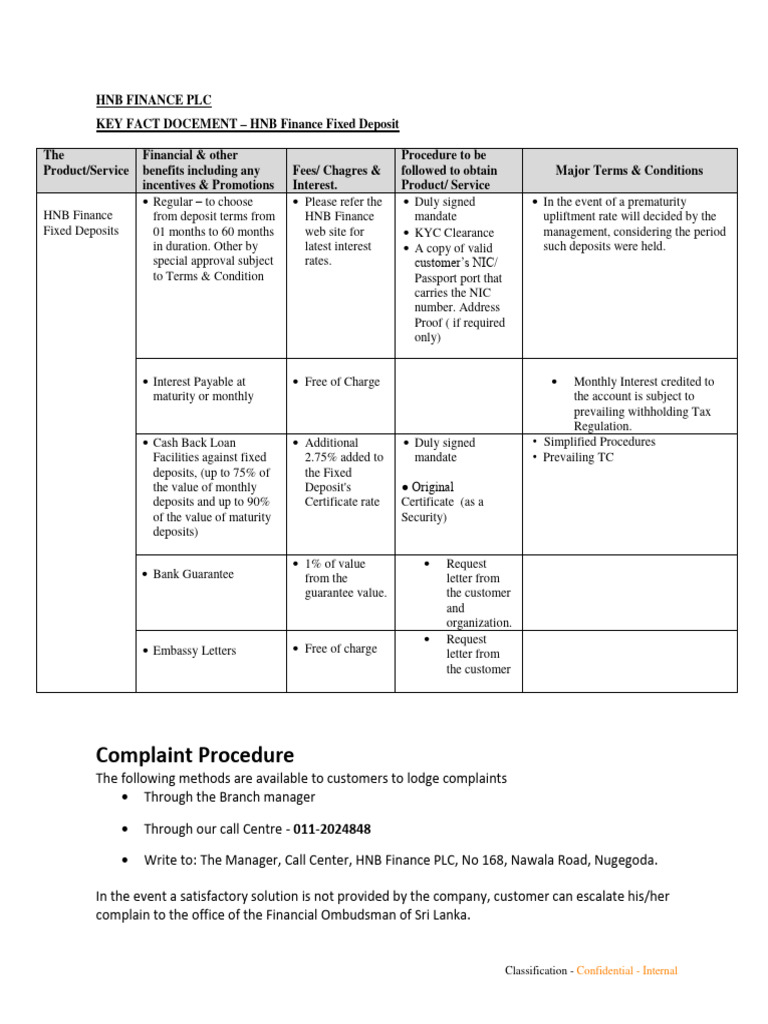 HNB Finance Fixed Deposit Overview | PDF | Banking | Financial Services