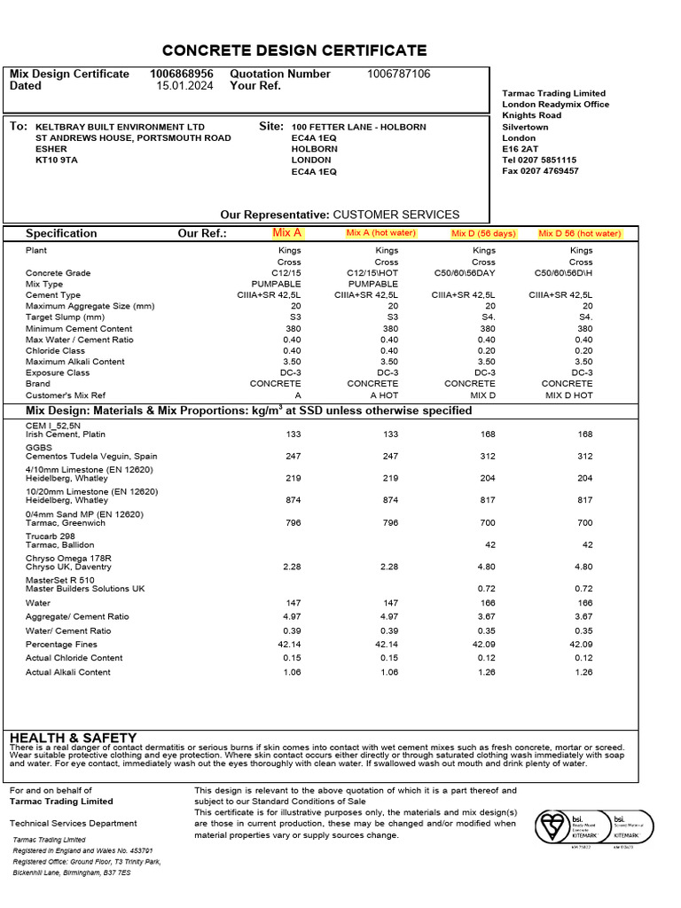 Concrete Mix Specifications for London | PDF | Concrete | Cement