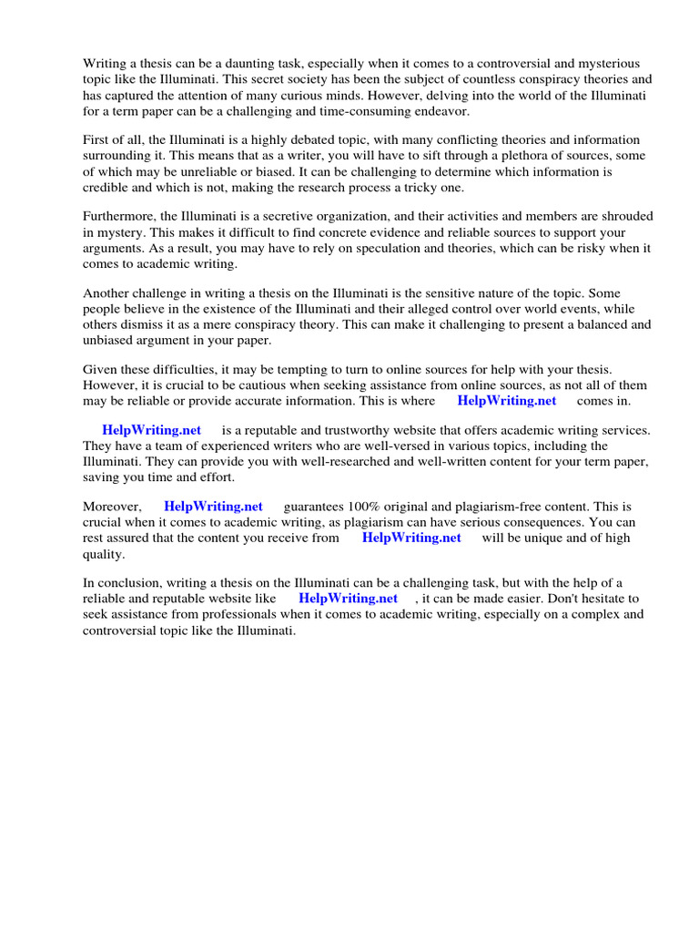 Illuminati Term Paper | PDF | Illuminati | Conspiracy Theory