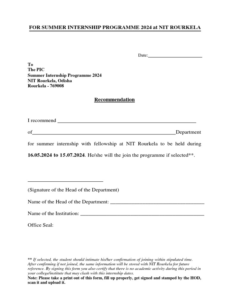 SIP Recommendation Form | PDF