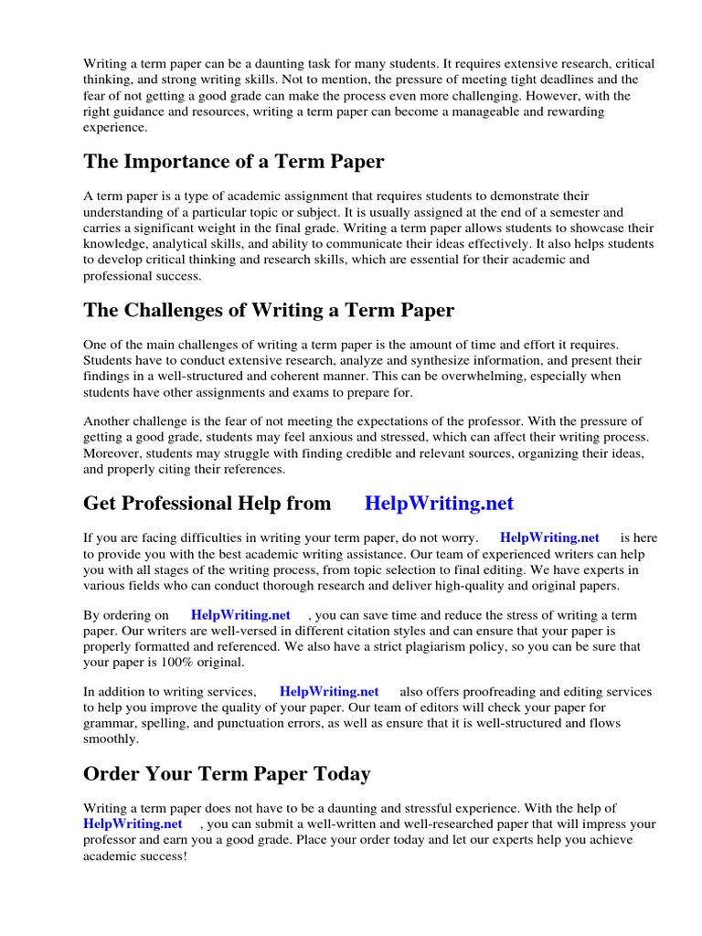 How To Write A Term Paper Example | PDF | Essays | Editing