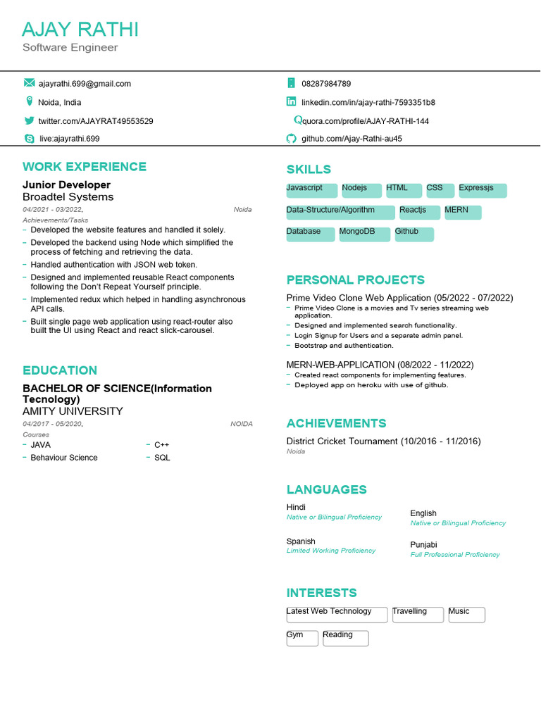 AJAY's+Resume | PDF | World Wide Web | Internet & Web