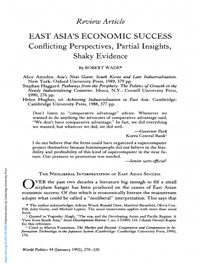 East Asia's Economic Success Analysis | PDF | Economics | Neoliberalism