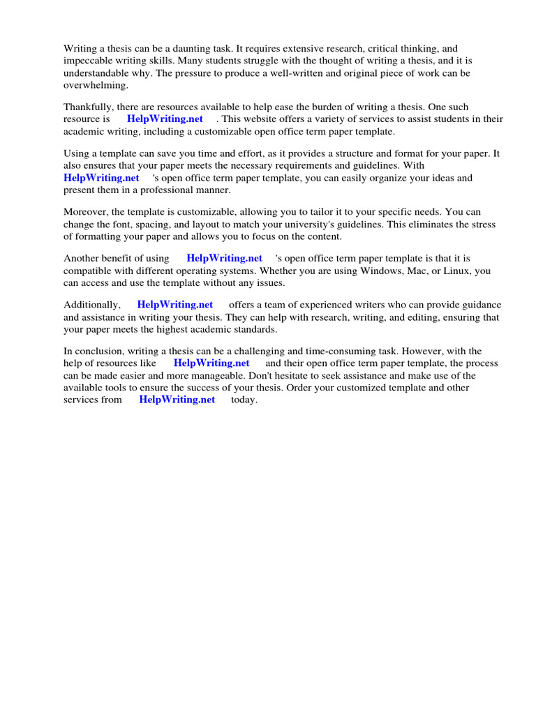 Open Office Term Paper Template | PDF | Citation | Page Layout