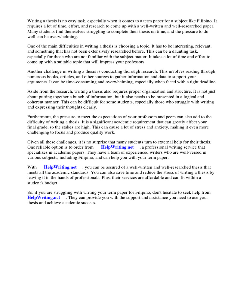 Thesis Writing Tips for Filipino Students | PDF | Tagalog Language ...