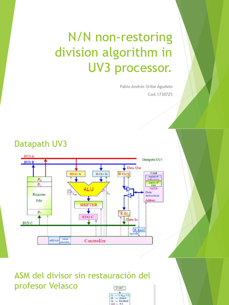Non-Restoring Division Algorithm PabloUribe 1730725 | PDF | Aritmética | Teoría de la computación
