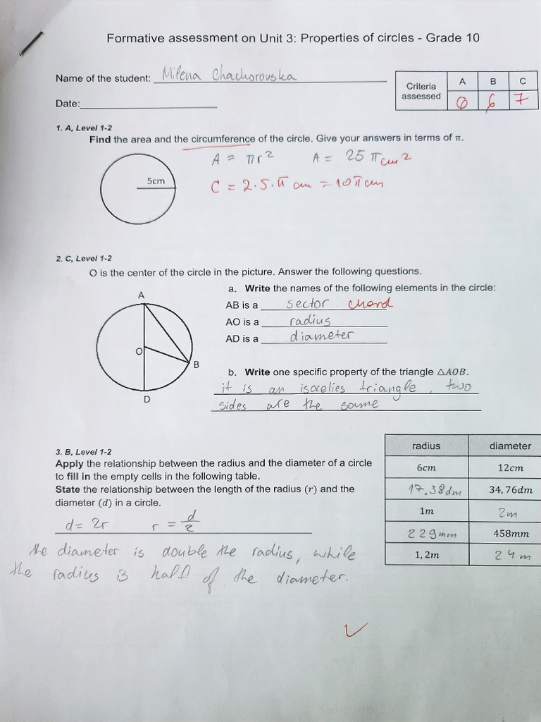 Math Formative Circles | PDF