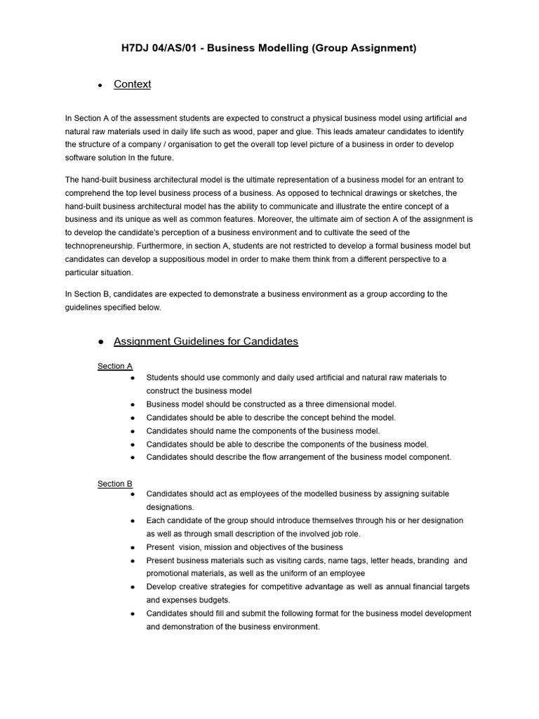 Business Model Construction Assignment | PDF | Business Model ...