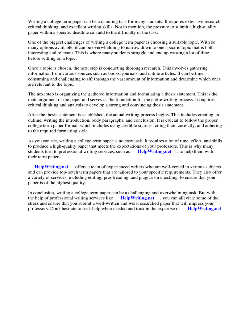 College Term Paper Format | PDF | Essays | Academic Publishing