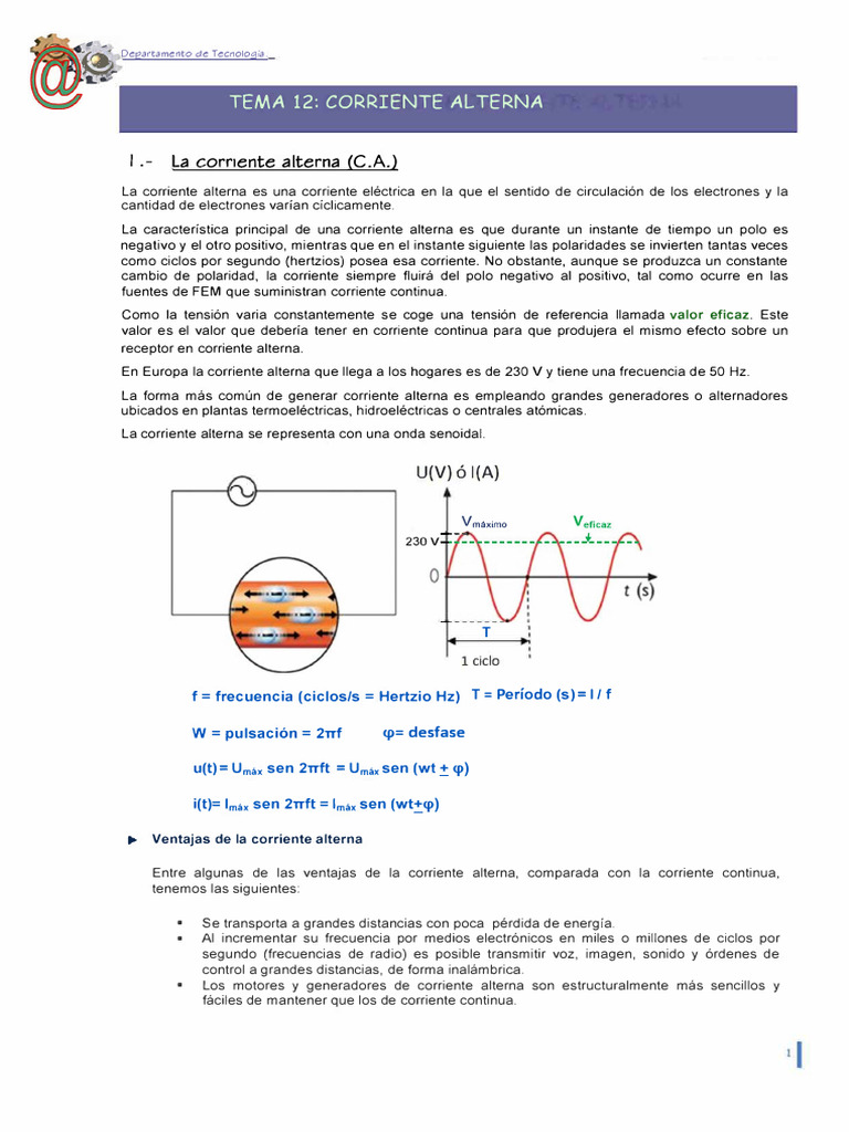 Corriente Alterna: Conceptos Clave | PDF | Impedancia eléctrica ...