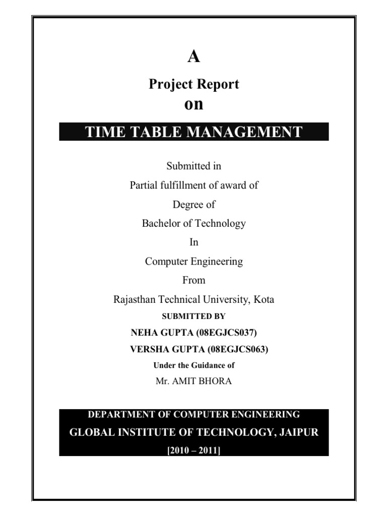 Time Table Overview | PDF
