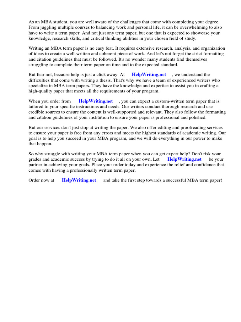 Term Paper Mba | PDF | Human Resource Management | Master Of Business ...