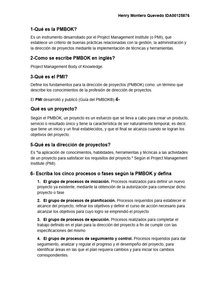 Montero-Henry-Tarea 1-Elementos-Proyecto-General | PDF | Gestión de proyectos | Presupuesto