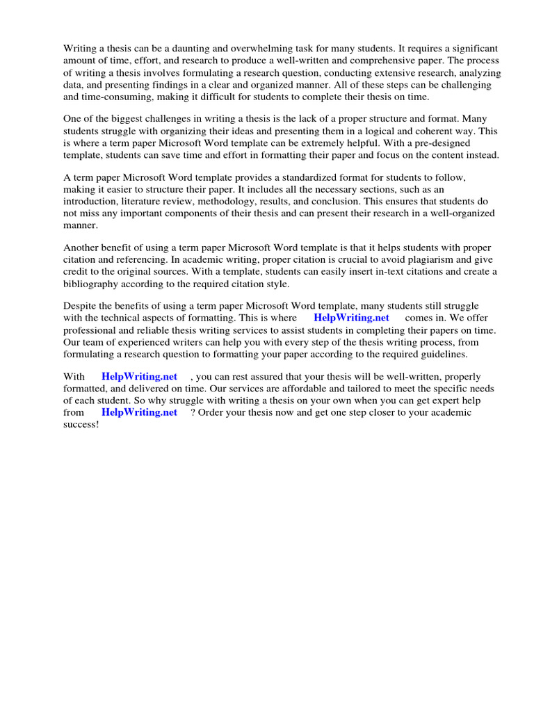 Term Paper Microsoft Word Template | PDF | Thesis | Critical Thinking