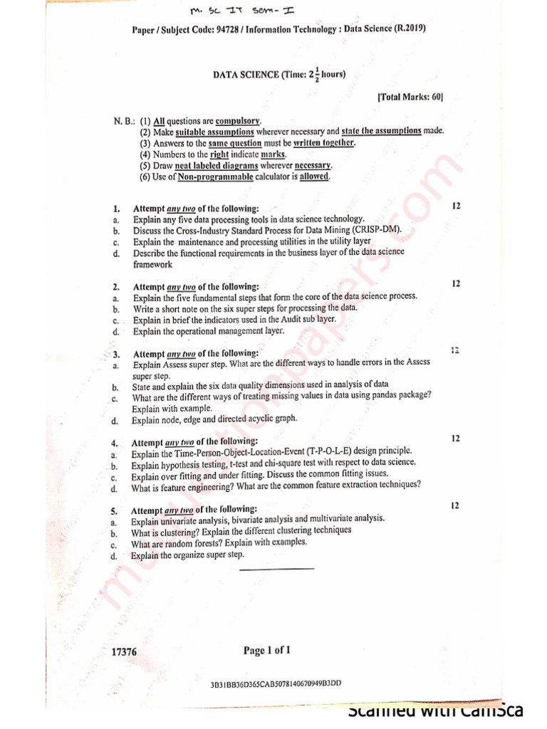 Science Msc-Information-Technology Semester-1 2022 December Data ...