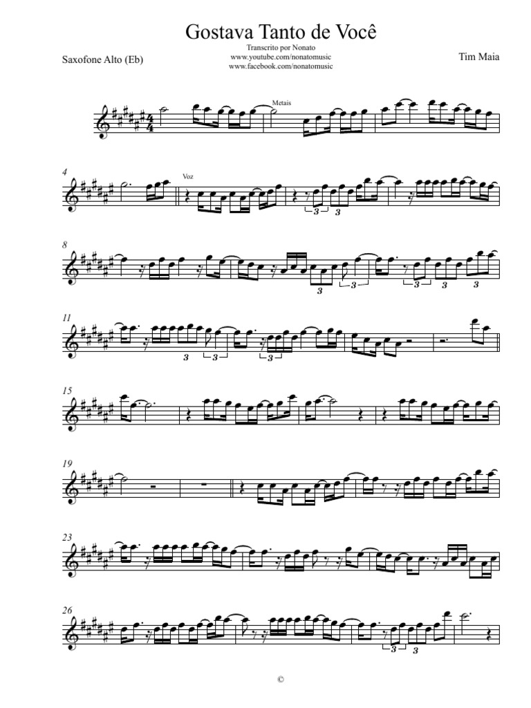 Tim Maia - Gostava Tanto de Voce - Saxofone Alto Eb | PDF