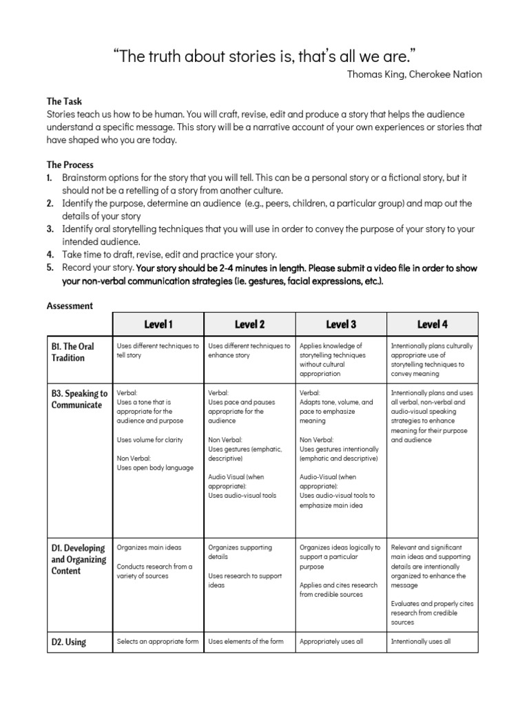 NBE Oral Narrative Assessment | PDF | Storytelling | Nonverbal ...